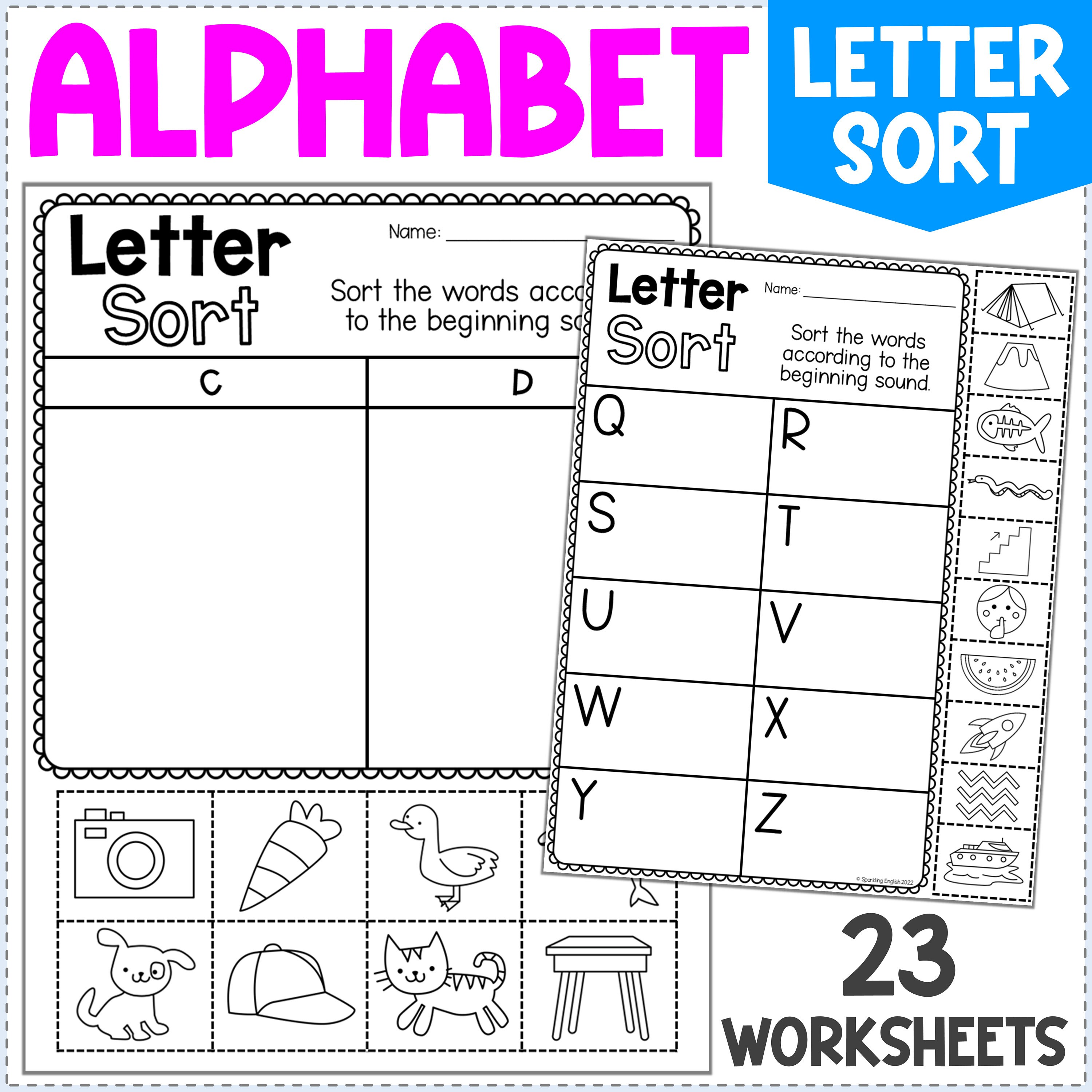 Alphabet Letter Sorting Practice Worksheets | Beginning Sounds Sort ...