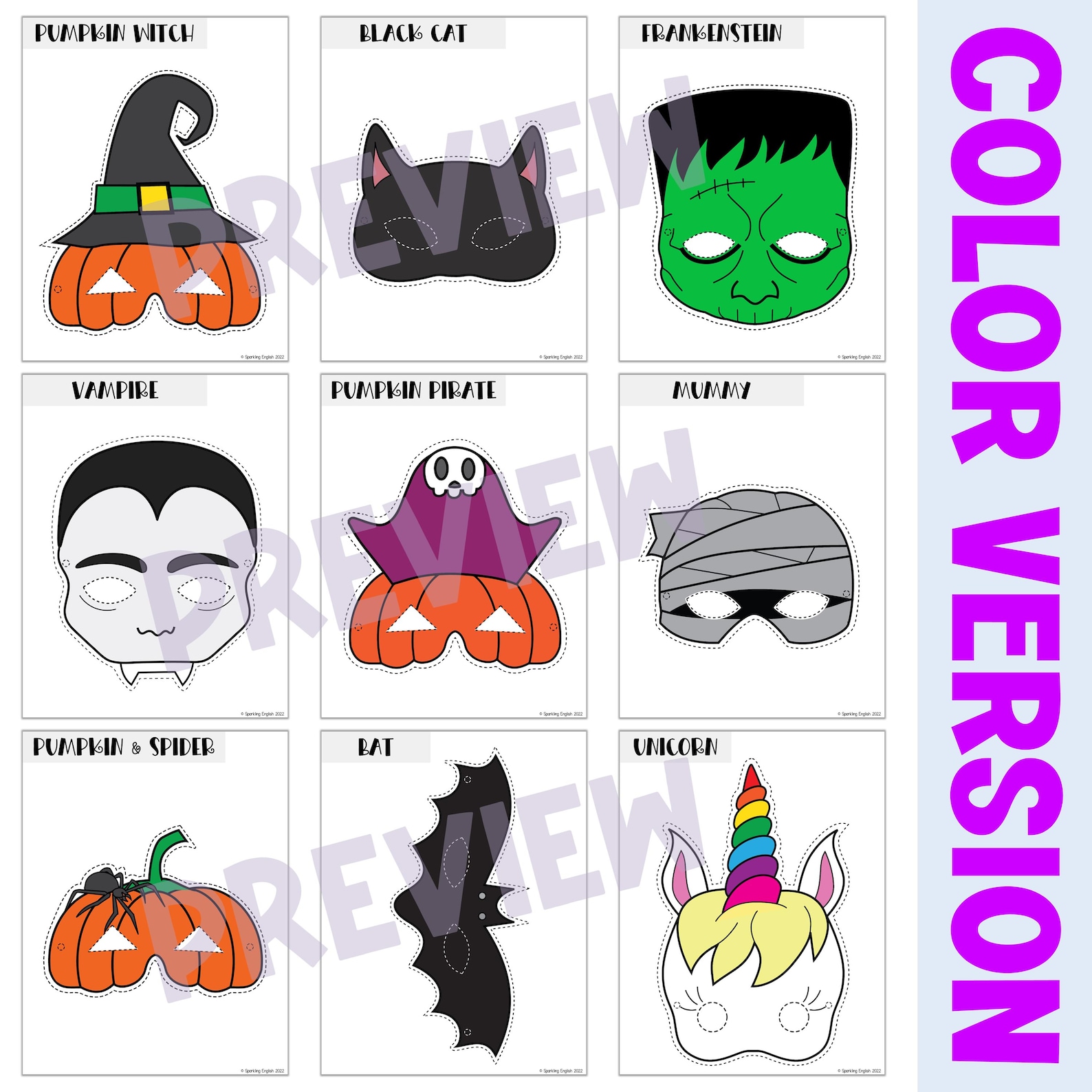 Printable Halloween Masks - Fun Halloween Party Printable Craft ...