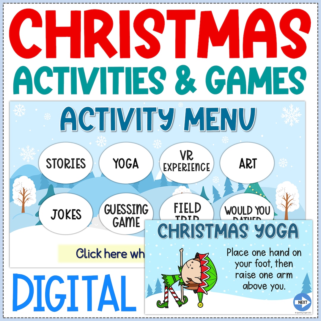 Digital Christmas Activities Virtual Christmas Party for Kids Christmas ...