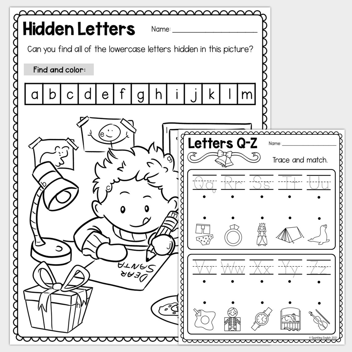 Alphabet Review Worksheets - Christmas Edition Alphabet Phonics ...