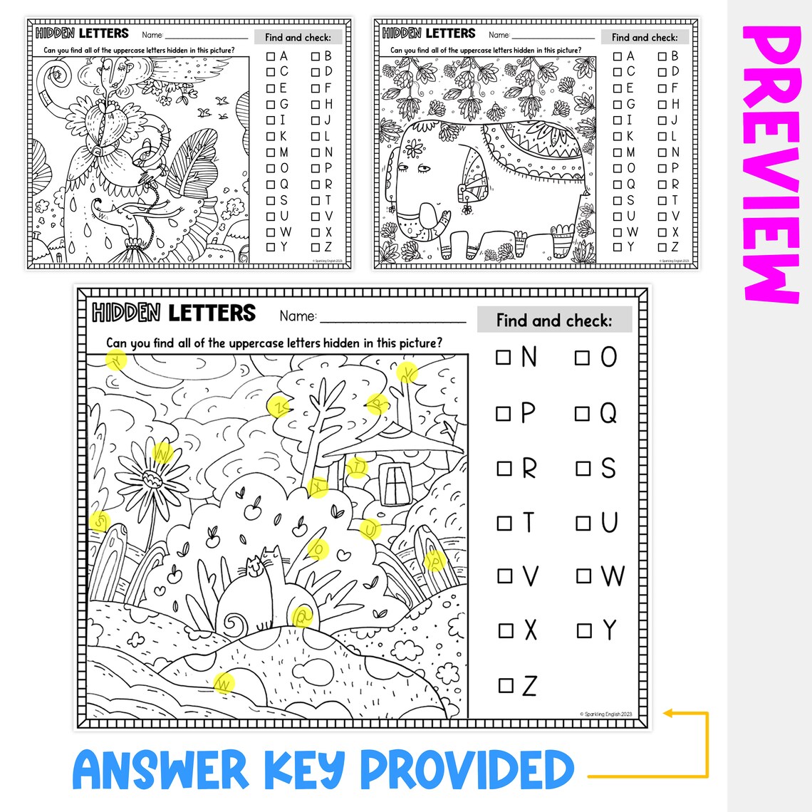 Alphabet Hidden Letters Pictures | Letter Recognition Alphabet Review ...