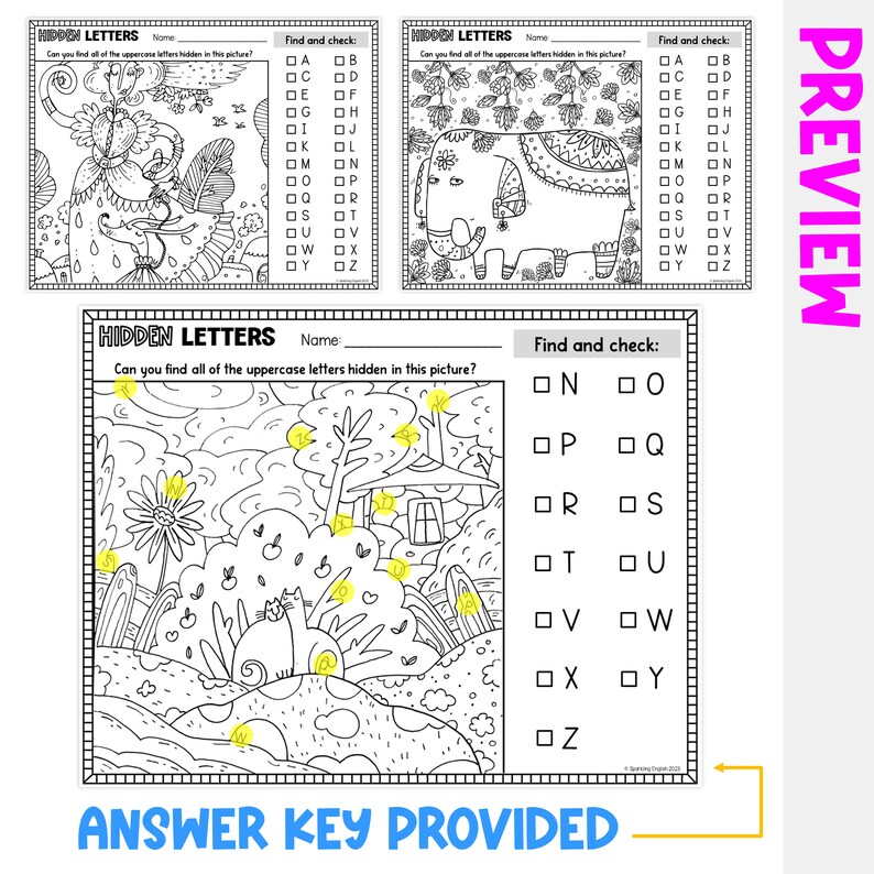 Alphabet Hidden Letters Pictures | Letter Recognition Alphabet Review ...