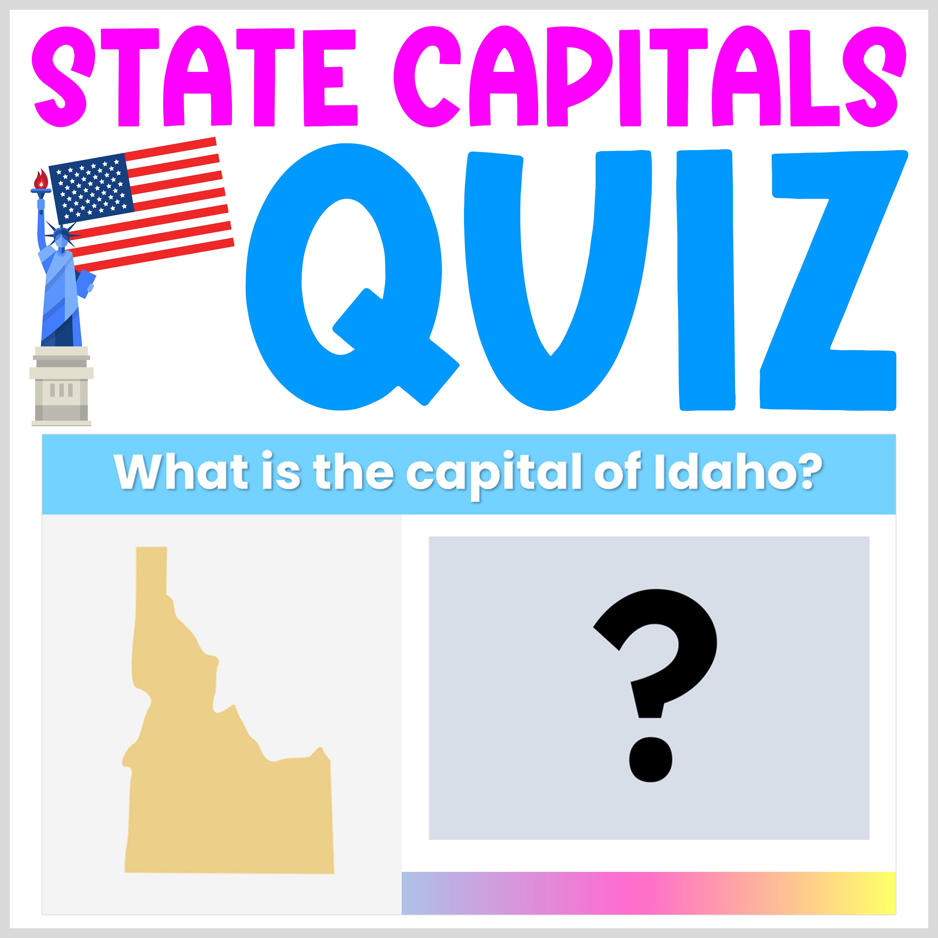 US State Capital Quiz 2 Interactive US Geography Game Also Use as ...