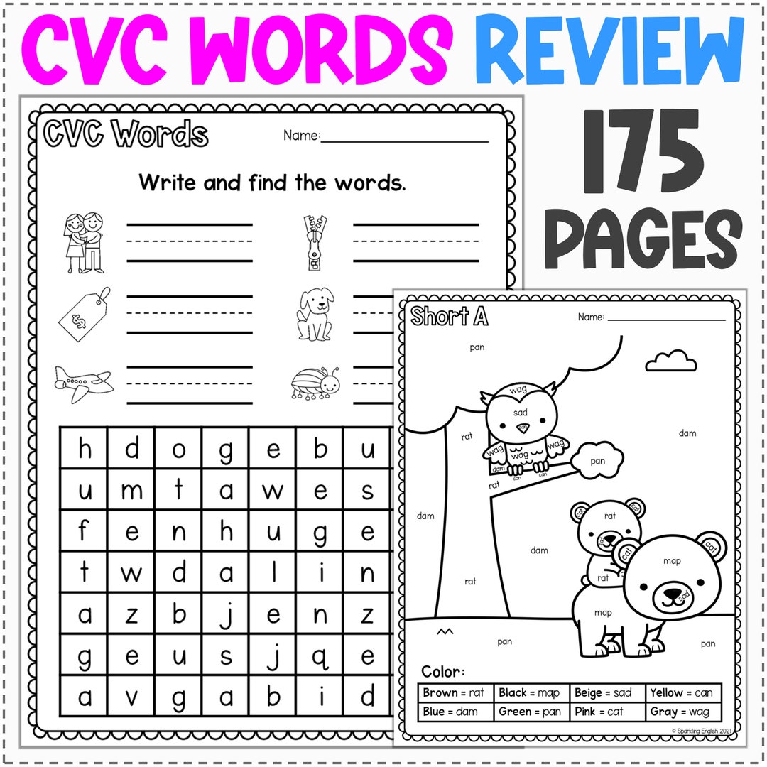 CVC Words Review Bundle CVC Word Families Phonics - Etsy