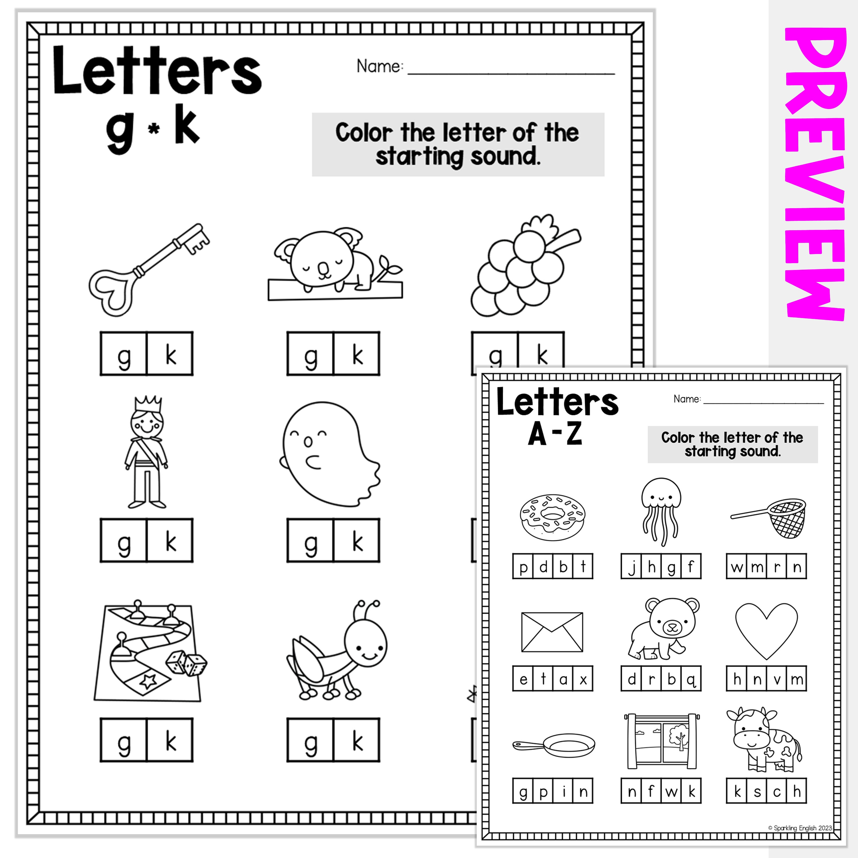 Alphabet Beginning Sounds Worksheets | Alphabet Review | Preschool and ...