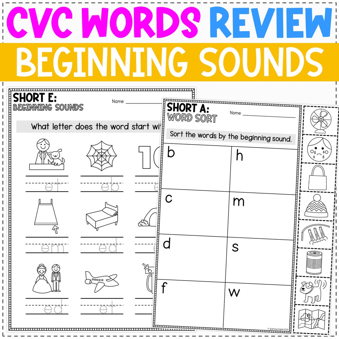 CVC Words Beginning Sounds Worksheets - Review CVC Words Worksheets ...