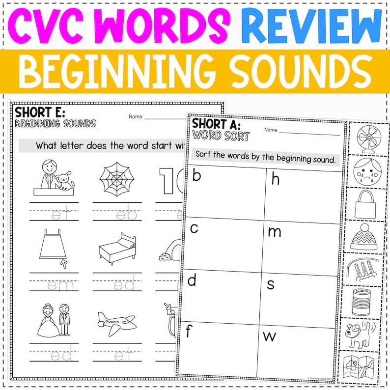 CVC Words Beginning Sounds Worksheets - Review CVC Words Worksheets ...