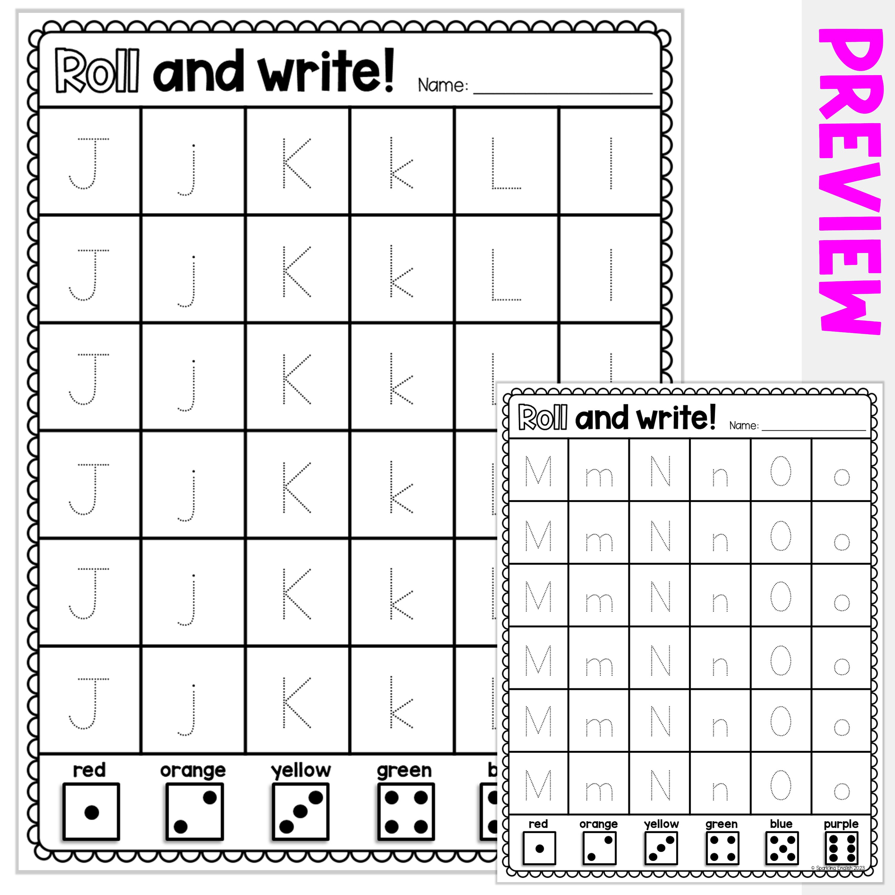 Alphabet Rainbow Roll and Write | Alphabet Handwriting Practice for ...