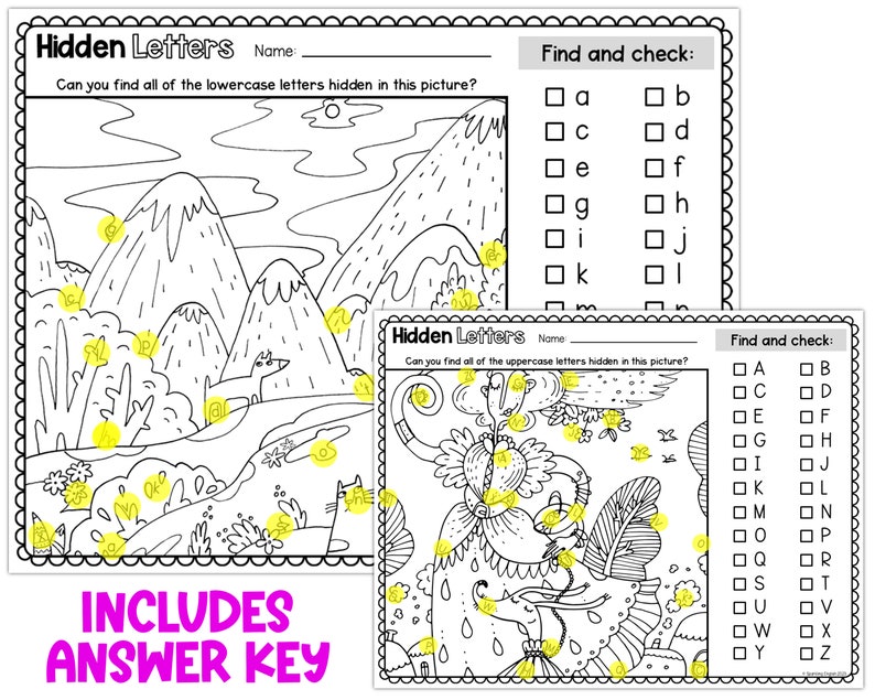 Alphabet Hidden Letters Pictures Letter Recognition - Etsy