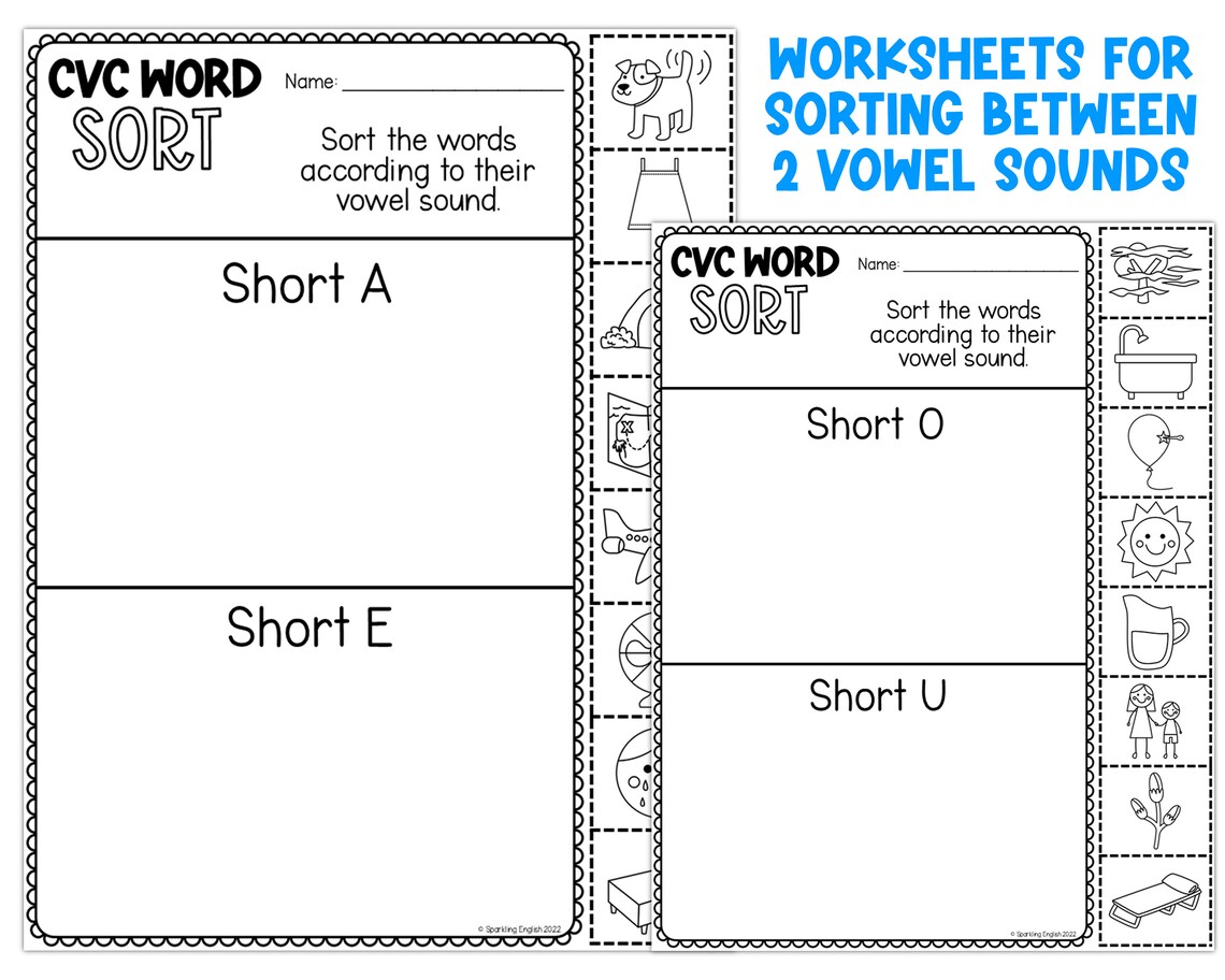 CVC Word Sort Activity Review CVC Word Families Picture Sort - Etsy