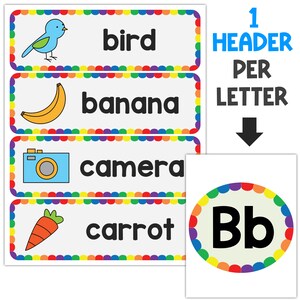 Alphabet Word Wall | Learn Words for Each Letter | Bright Rainbow ...
