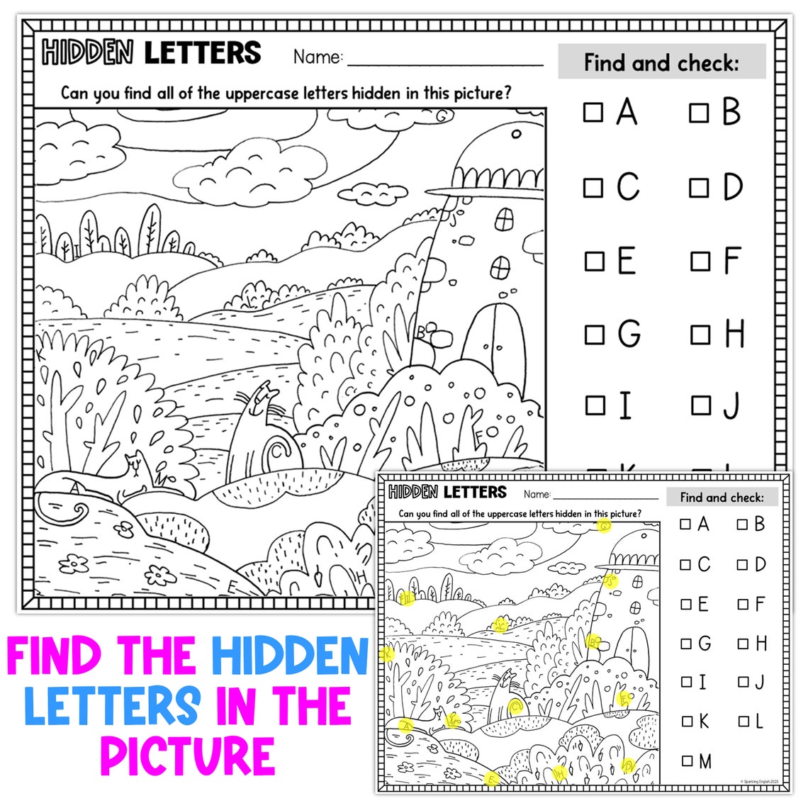 Alphabet Hidden Letters Pictures | Letter Recognition Alphabet Review ...