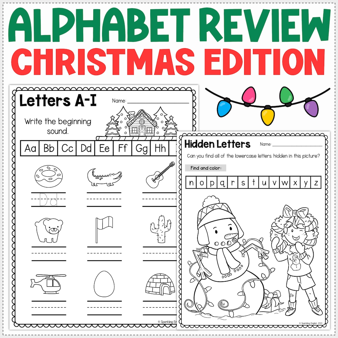 Alphabet Review Worksheets - Christmas Edition Alphabet Phonics ...