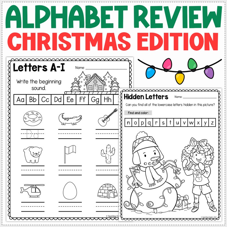 Alphabet Review Worksheets - Christmas Edition Alphabet Phonics ...
