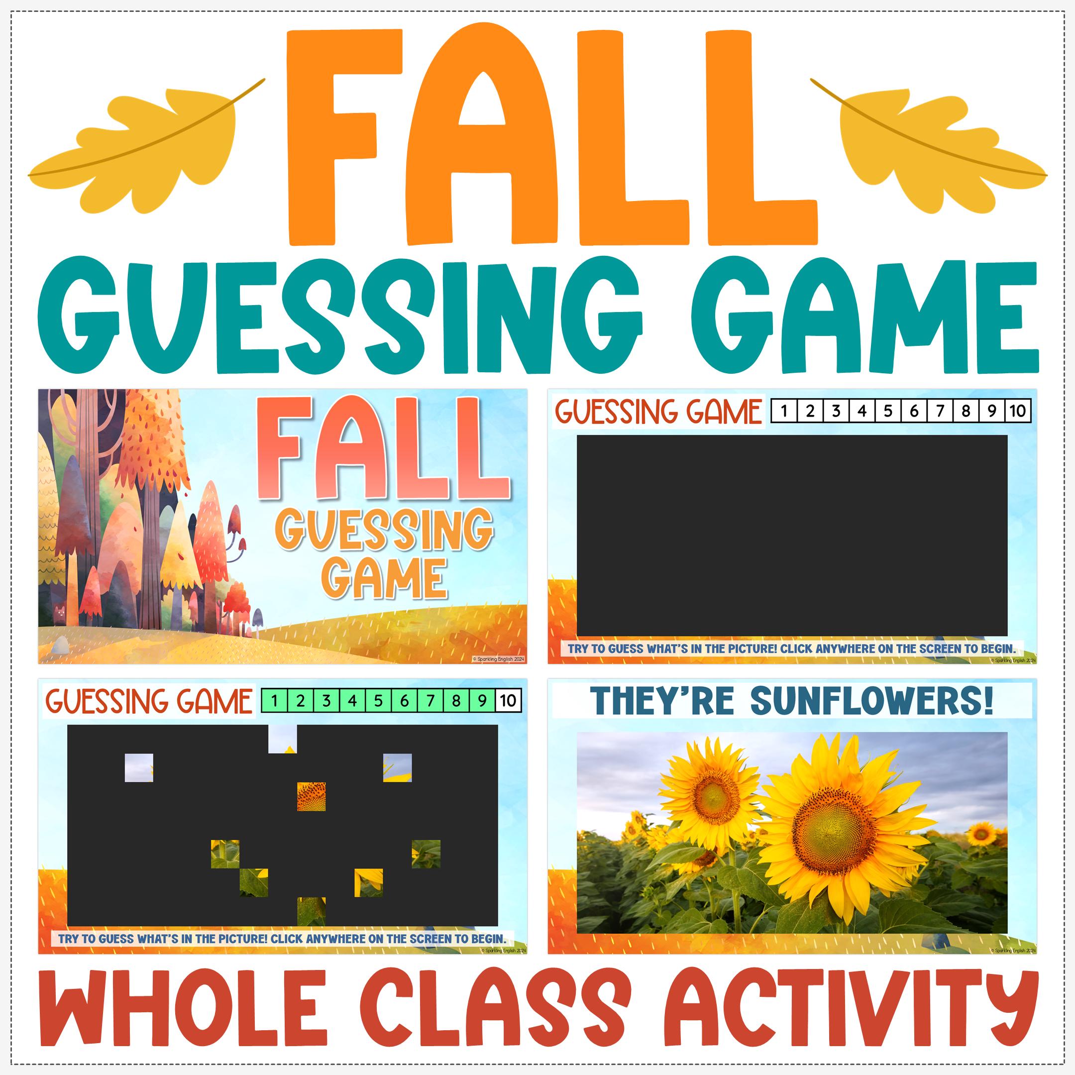 Fall Guess the Picture Guessing Game | Fun Friday Brain Break Activity ...