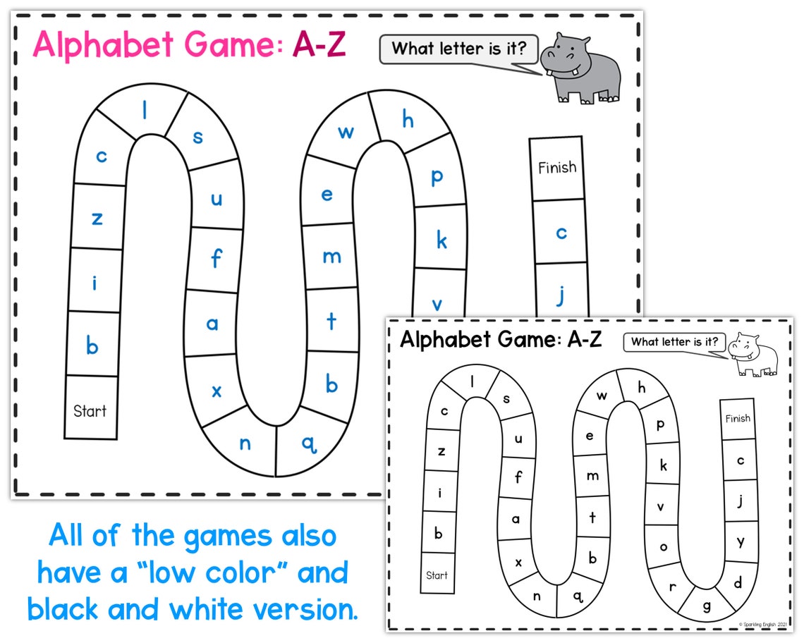 Alphabet Board Games Printable and Digital Alphabet Review | Etsy