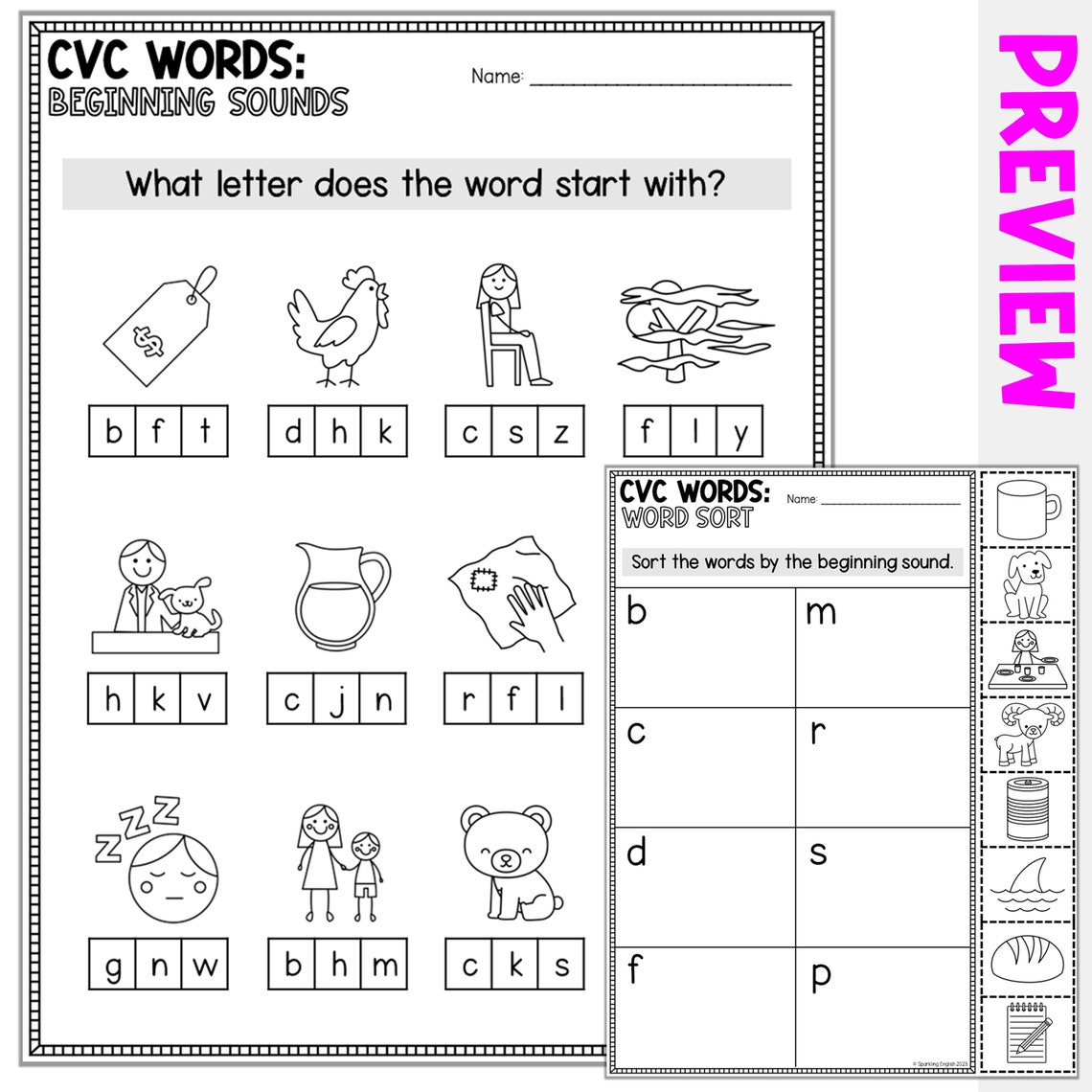 CVC Words Beginning Sounds Worksheets - Review CVC Words Worksheets ...