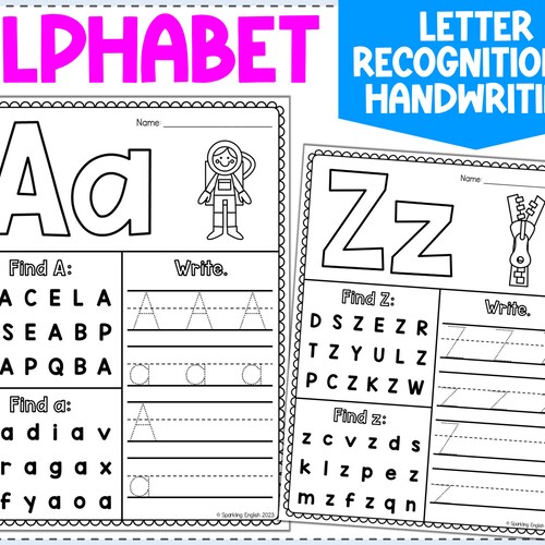 Letter Recognition and Handwriting Worksheets Alphabet - Etsy