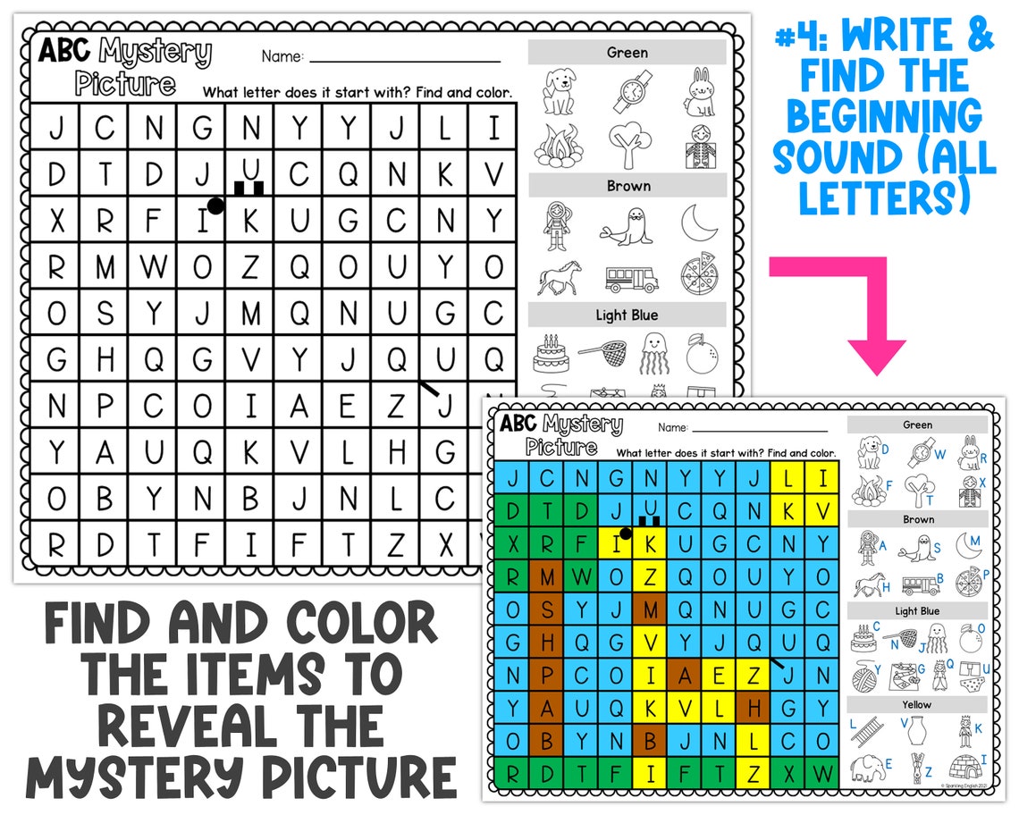 Alphabet Mystery Pictures Alphabet Review Worksheets Fun | Etsy