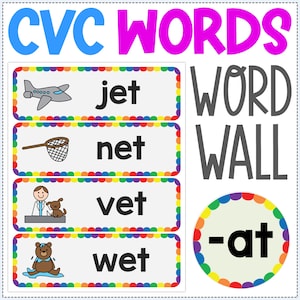 CVC Word Wall - CVC Words Phonics Bulletin Board Learn Words for Each ...