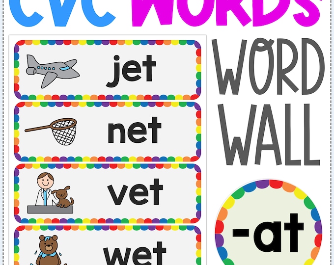 CVC Word Wall - CVC Words Phonics Bulletin Board Learn Words for Each ...