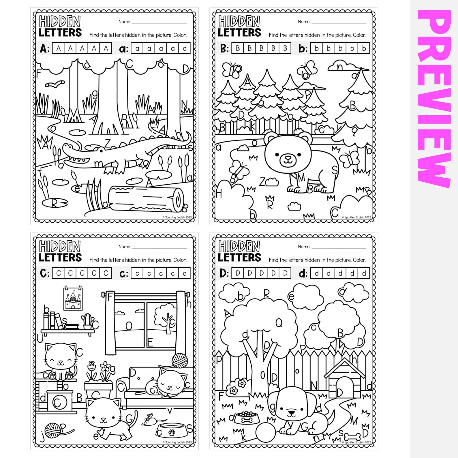 I Spy Alphabet Hidden Pictures | Letter Recognition Printable for Pre-k ...