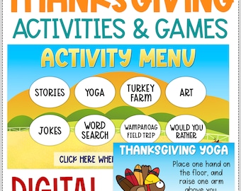 Thanksgiving Digital Activities for Kids - Etsy