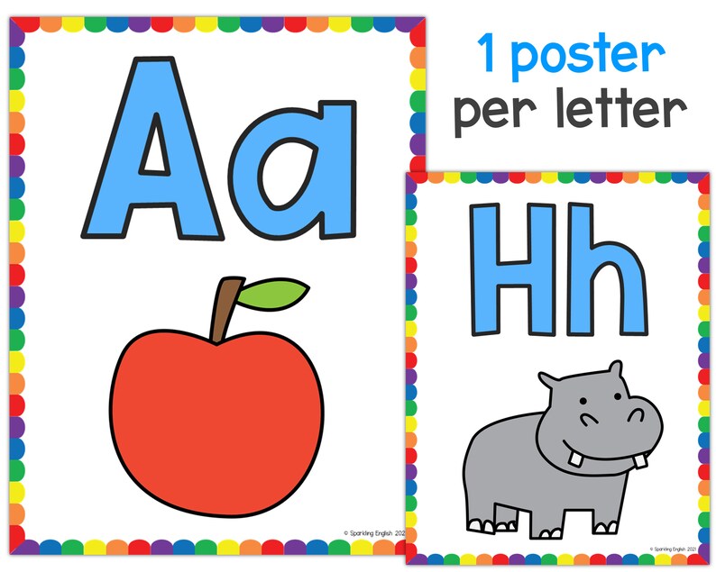 Rainbow Alphabet Posters Bright Pre-k Kindergarten Classroom - Etsy