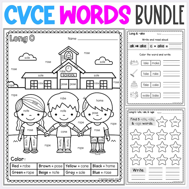 Cvce Word Families BUNDLE | Practice and Review Long Vowels | Long ...