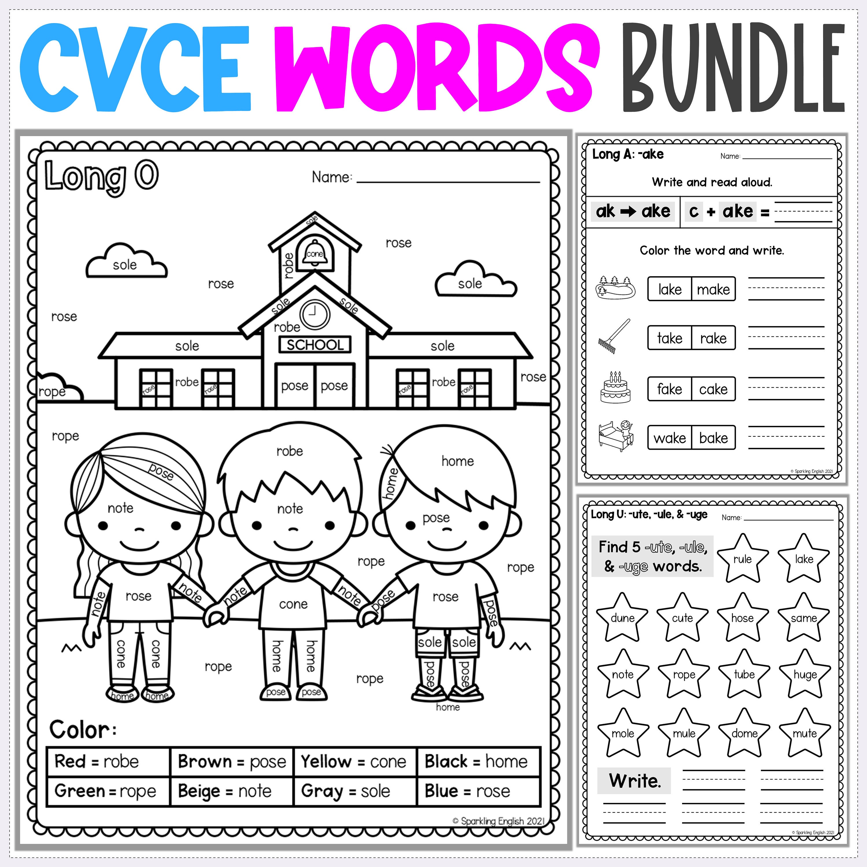 Cvce Word Families BUNDLE | Practice and Review Long Vowels | Long ...