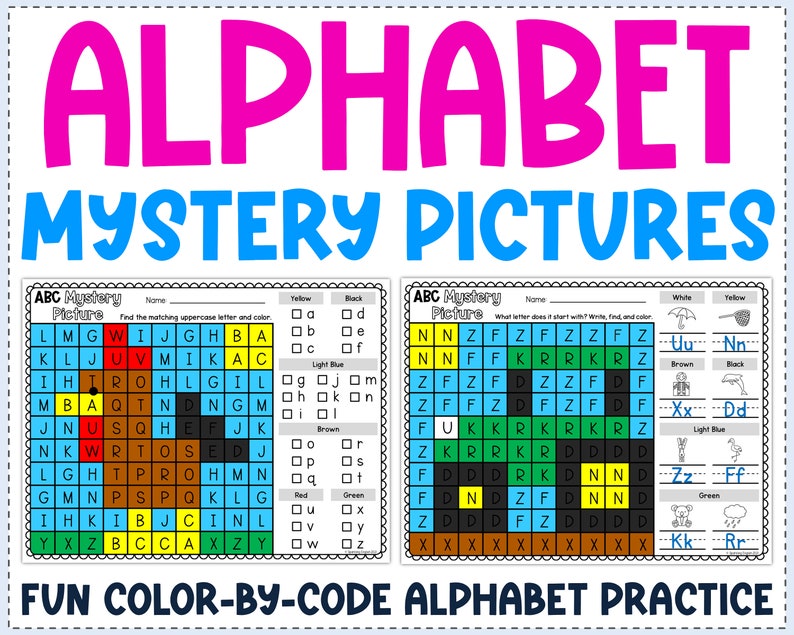 Alphabet Mystery Pictures Alphabet Review Worksheets Fun | Etsy