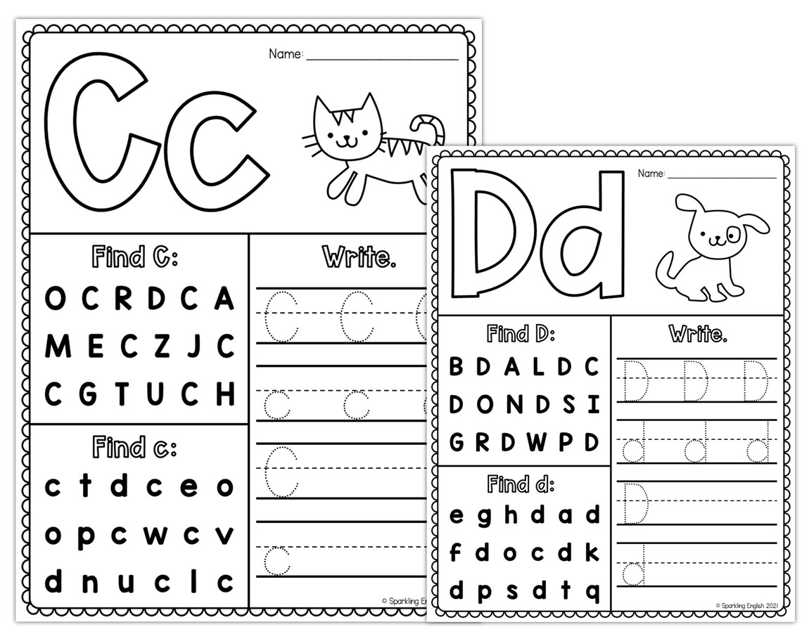 Letter Recognition and Handwriting Worksheets Alphabet | Etsy