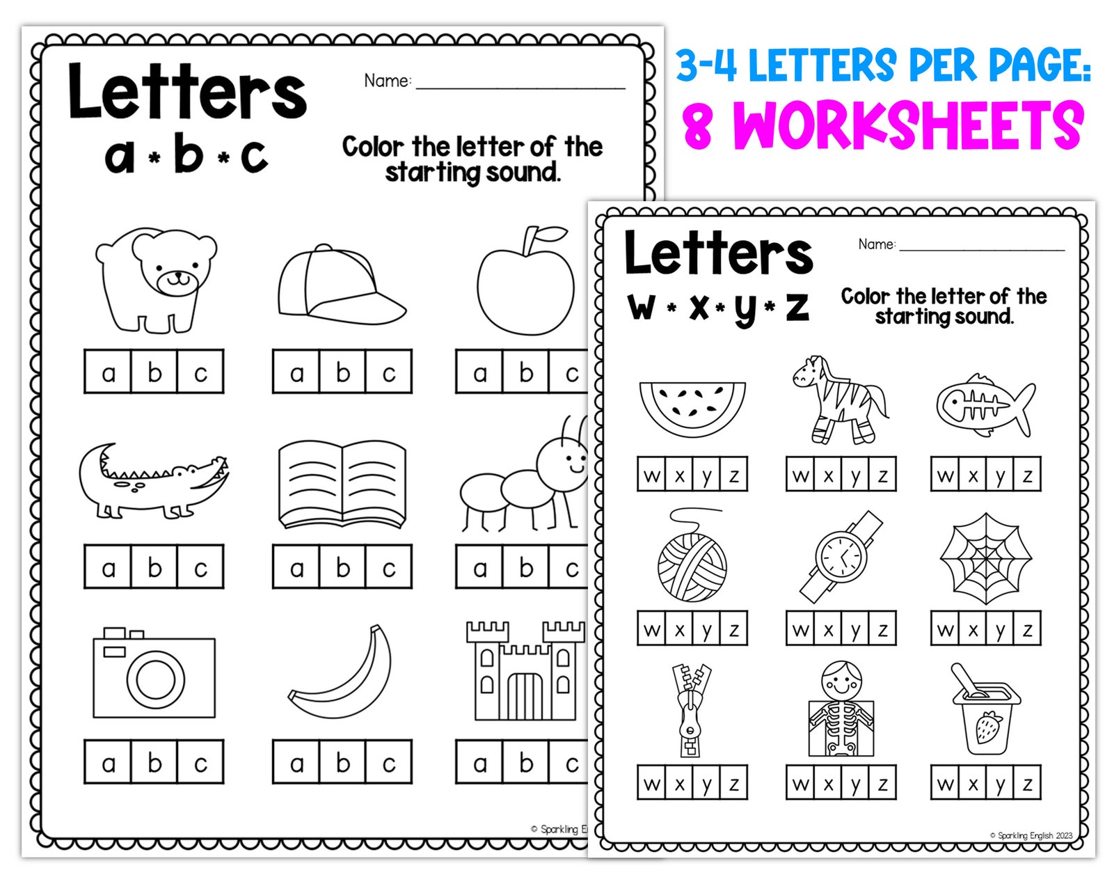 Alphabet Beginning Sounds Worksheets Alphabet Review - Etsy