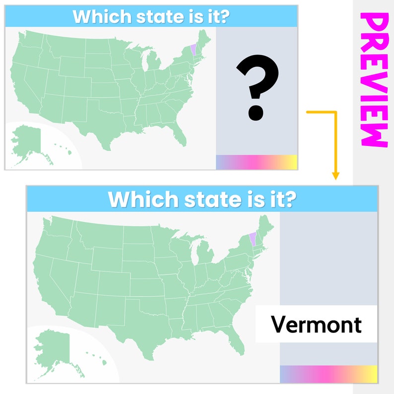 50 States Map Quiz #1 - Identify the State on US Map - Interactive ...