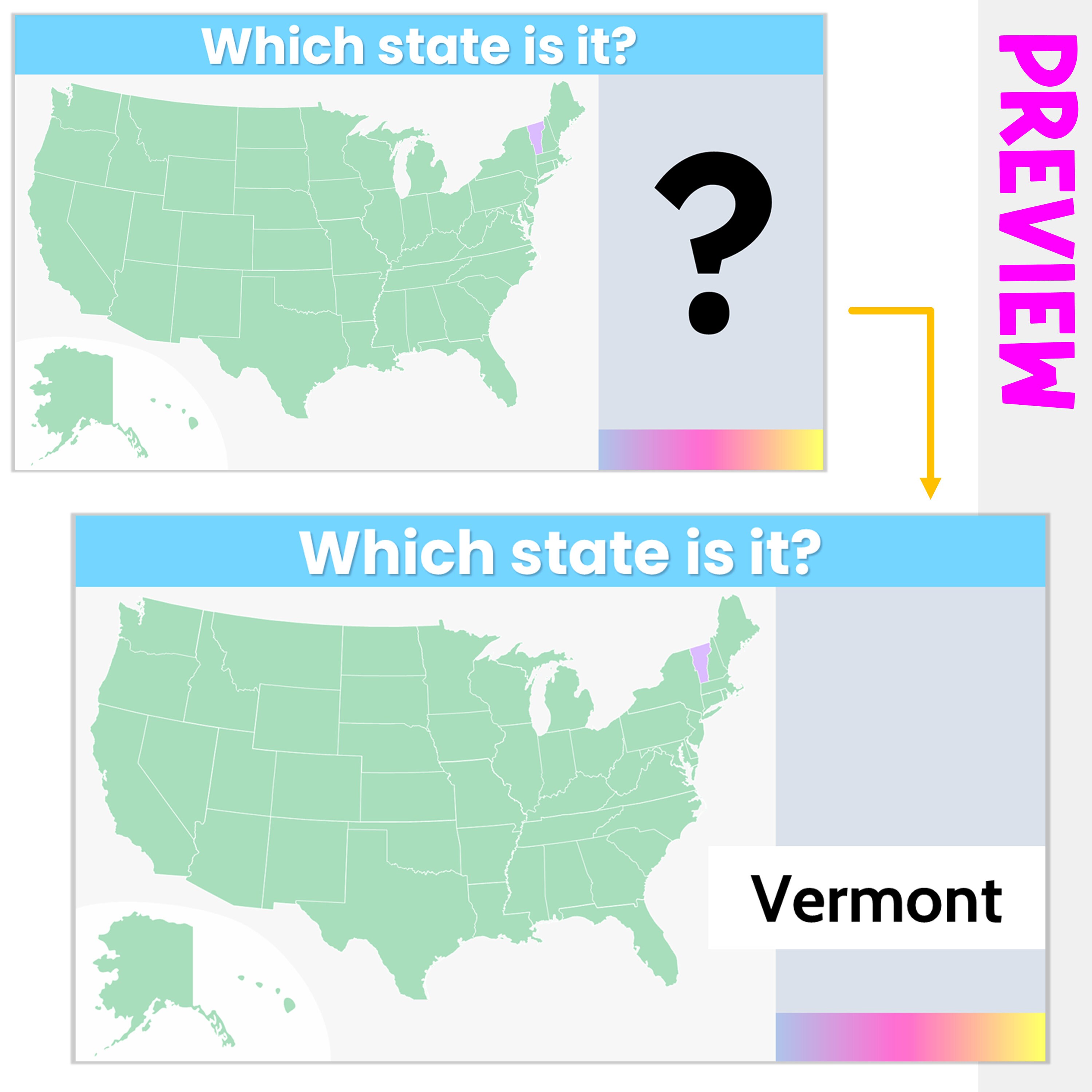 50 States Map Quiz #1 - Identify the State on US Map - Interactive ...