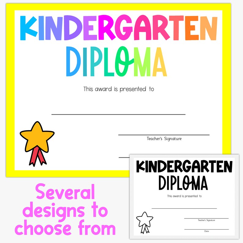Kindergarten Diploma - End of the Year Award for Kindergarten ...
