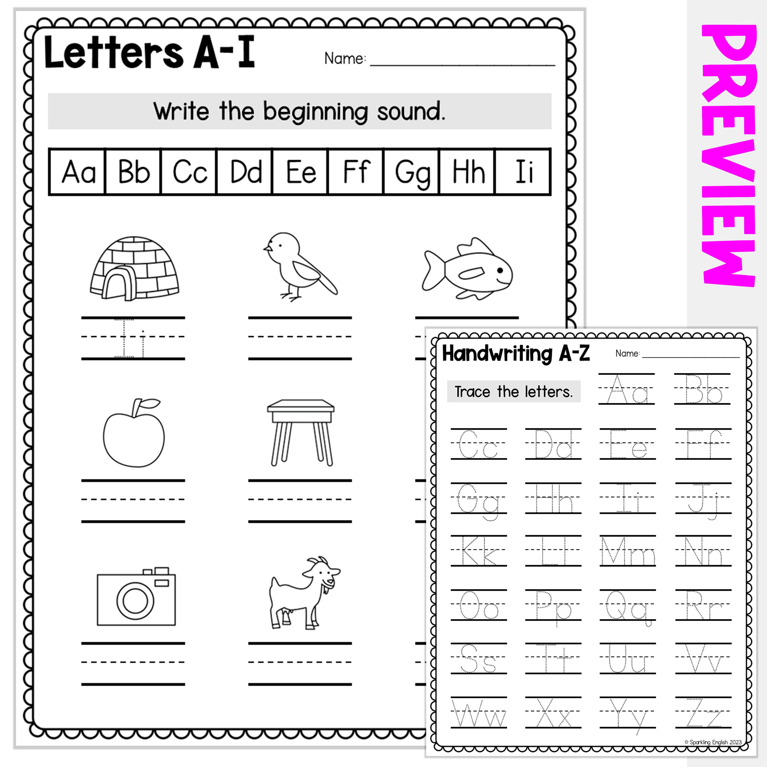 Alphabet Review Worksheets | Beginning Sounds and Letter Recognition ...