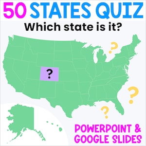 50 States Map Quiz #1 - Identify the State on US Map - Interactive ...