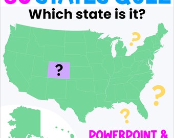 50 States Map Quiz #1 - Identify the State on US Map - Interactive ...