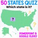 50 States Map Quiz #1 - Identify the State on US Map - Interactive ...