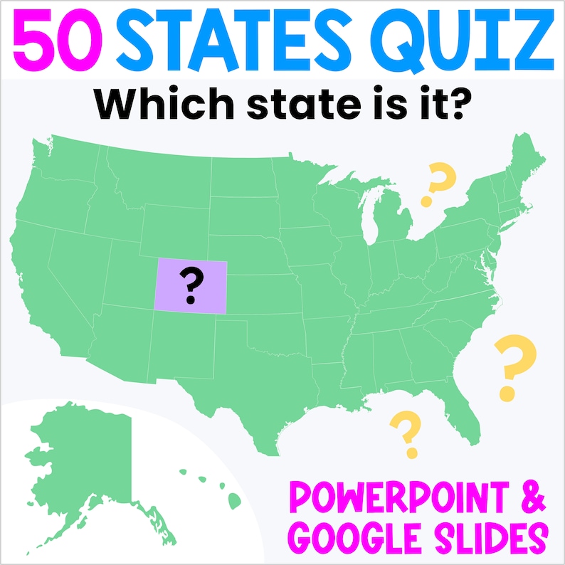 50 States Map Quiz #1 - Identify the State on US Map - Interactive ...