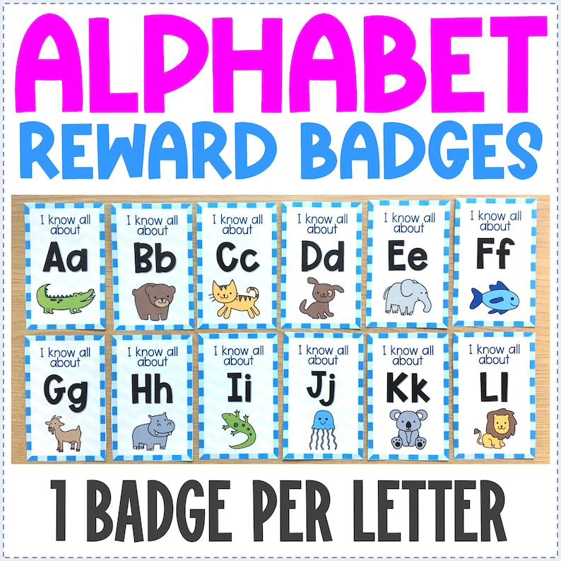 Alphabet Reward Badges | Achievement Reward for Pre-k Preschool and ...