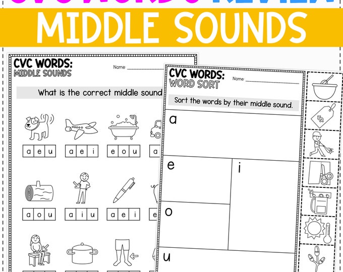 CVC Words Middle Sounds Worksheets - Review CVC Words Worksheets ...