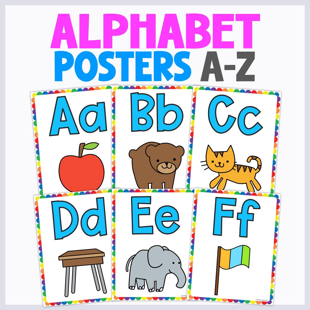 Bright Rainbow Alphabet Posters | Printable ABC Wall Art for Homeschool ...