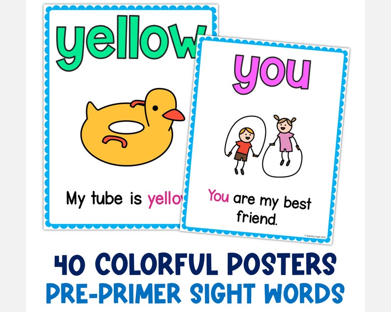 Sight Word Sentence Posters Pre-primer Sight Word Sentence - Etsy