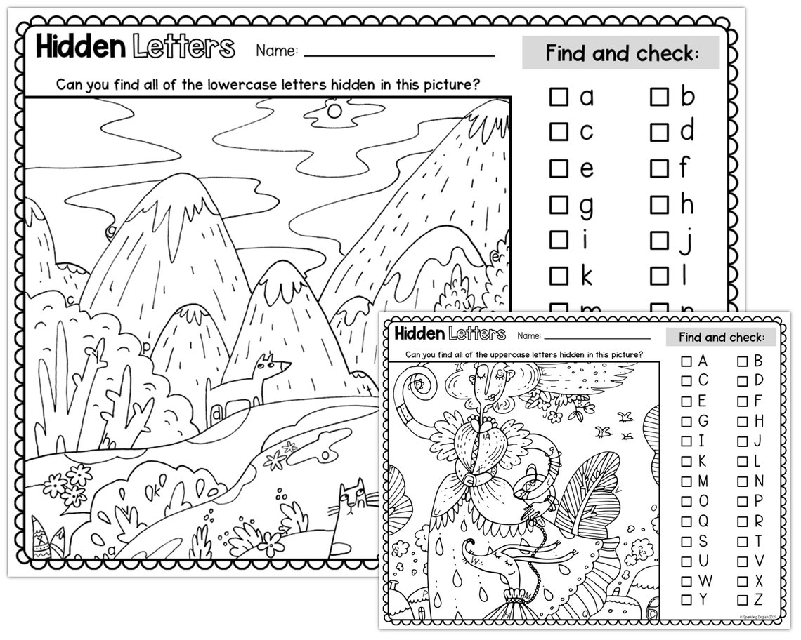 Alphabet Hidden Letters Pictures Letter Recognition - Etsy