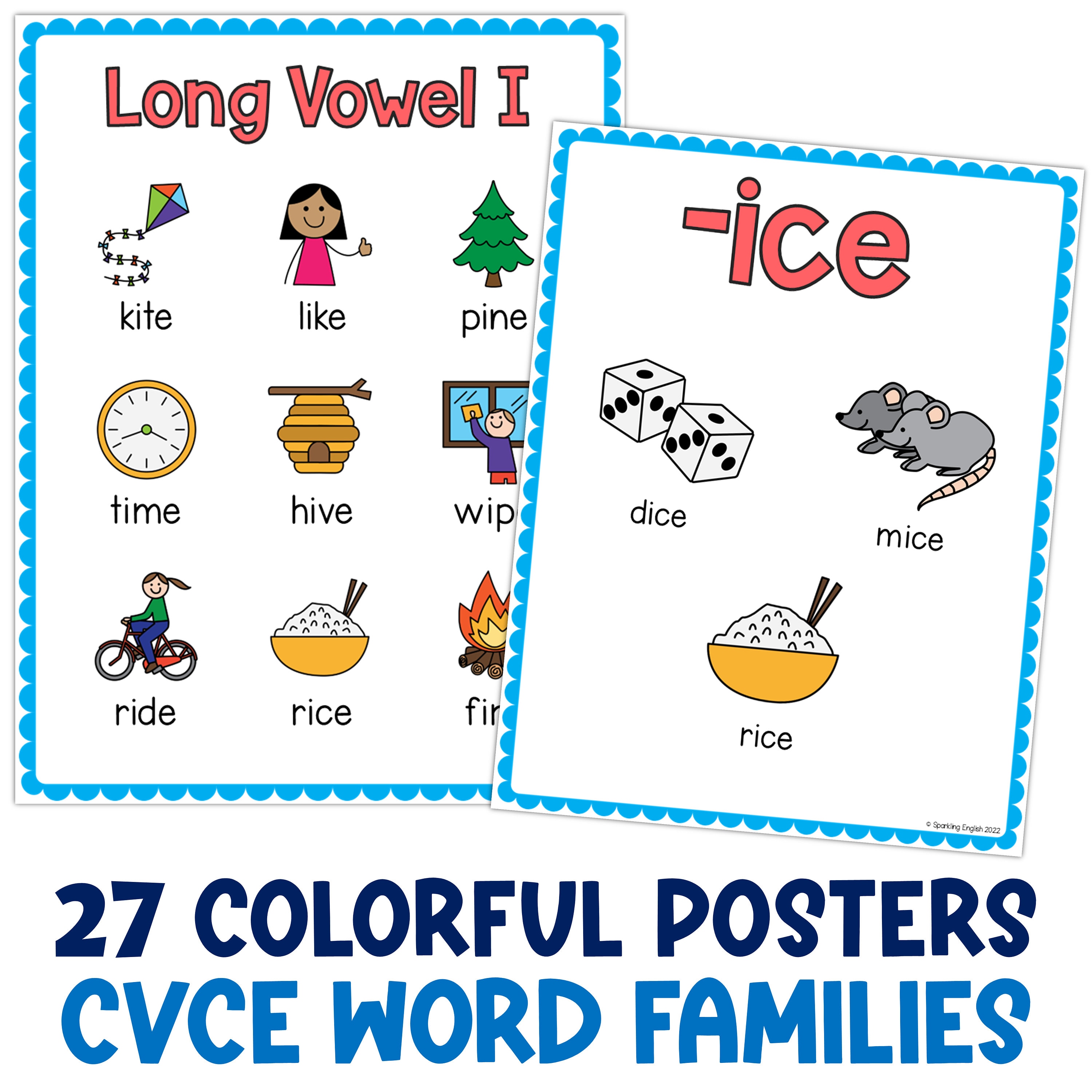Cvce Words Posters Phonics Book or Bulletin Board Cvce Words Long ...