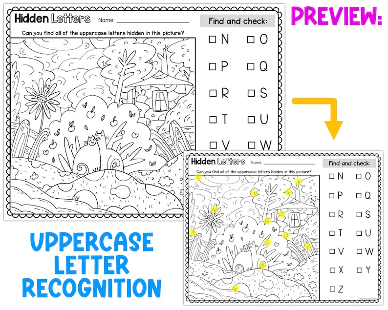 Alphabet Hidden Letters Pictures Letter Recognition - Etsy