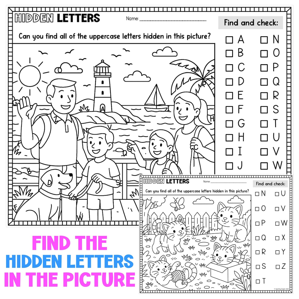 Alphabet Hidden Letters Pictures | Letter Recognition Alphabet Review ...