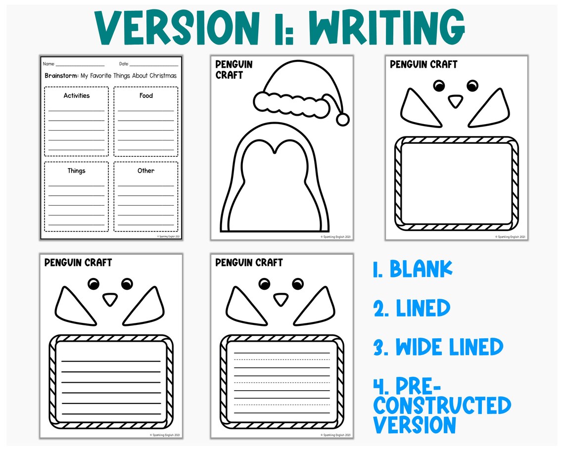 Christmas Penguin Craft Printable Christmas Activity for | Etsy